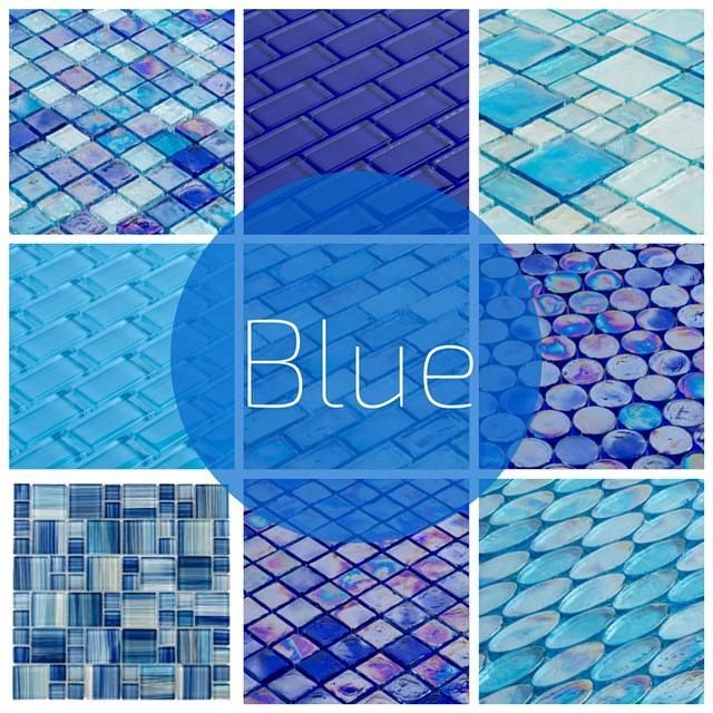 Blue Tiles, including Glass Mosaics, Ceramic, and Porcelain Tiles