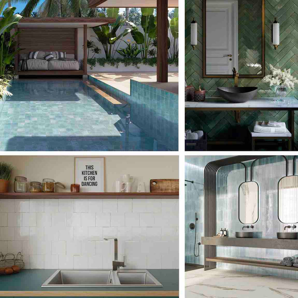 Zellij Distressed Porcelain Tile Series Bathrooms, Pools, and Kitchens