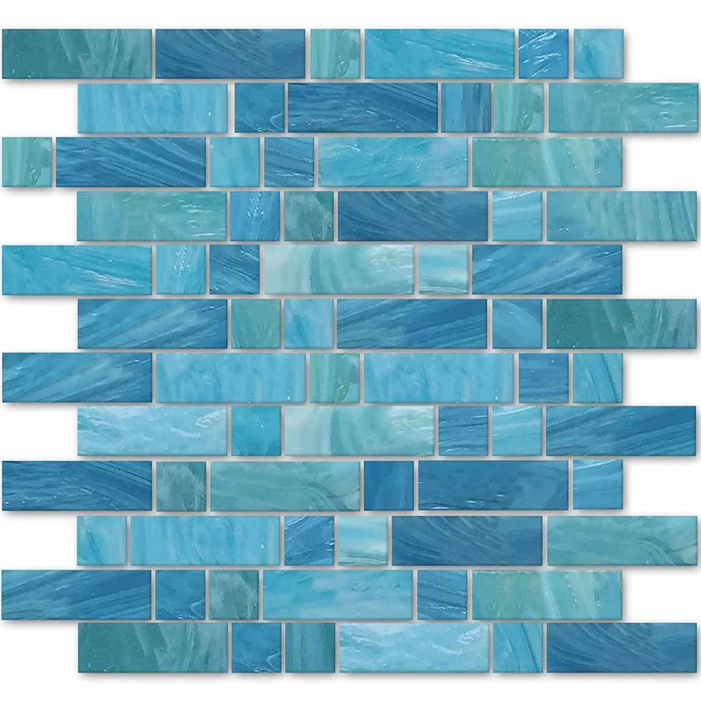 Glass Mosaic Tile Water Art Aqua Mix | Mineral Tiles