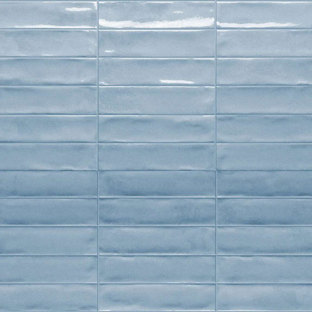 Charleston Light Blue 2''x8'' Glossy Porcelain Zellige Subway Tile