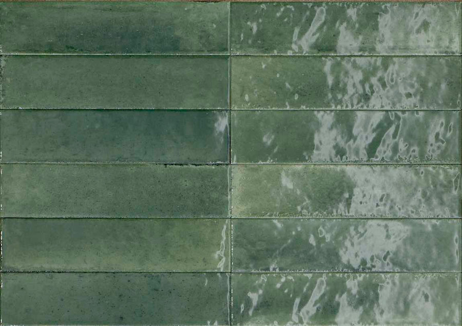 Magnolia Distressed Subway Tile Green 2.5x9.5