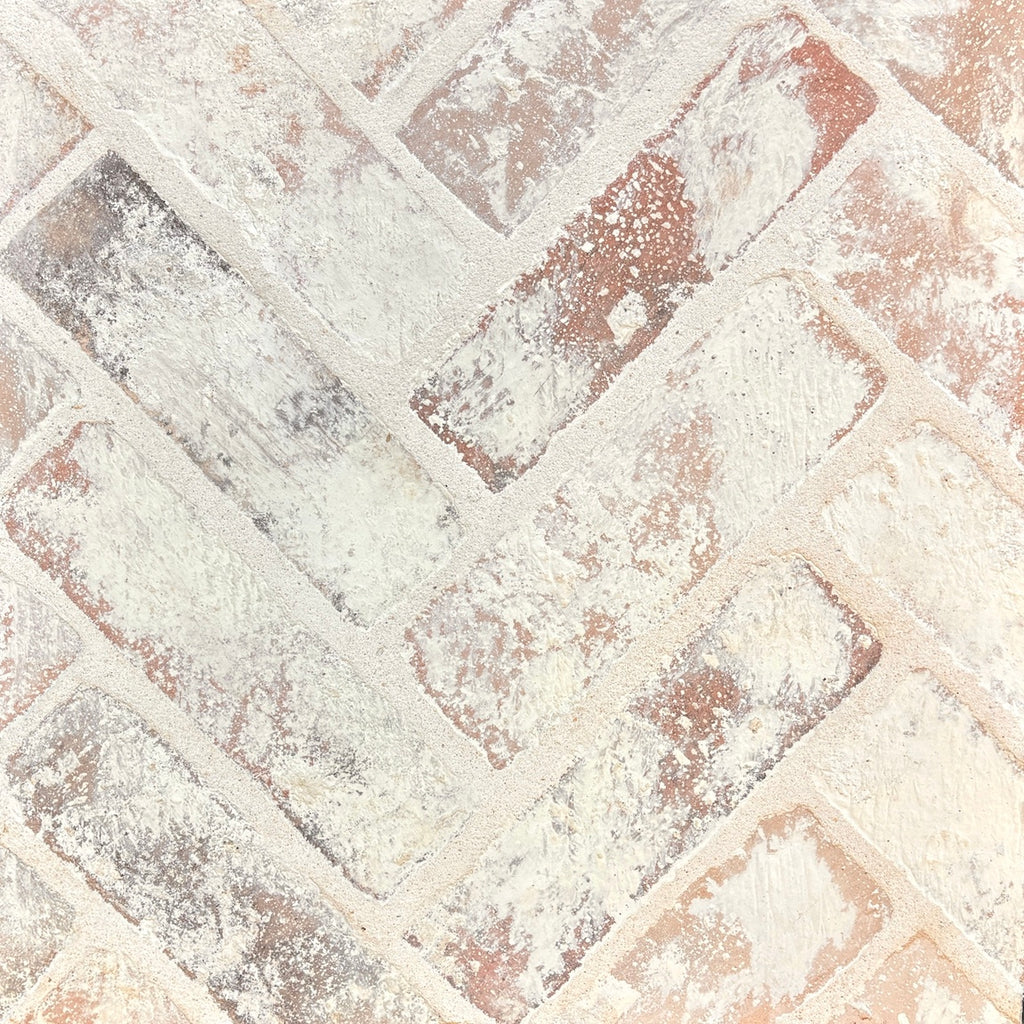 Handmade Santorini Brick Paver Tile 2x8'' White-Washed Weathered Look