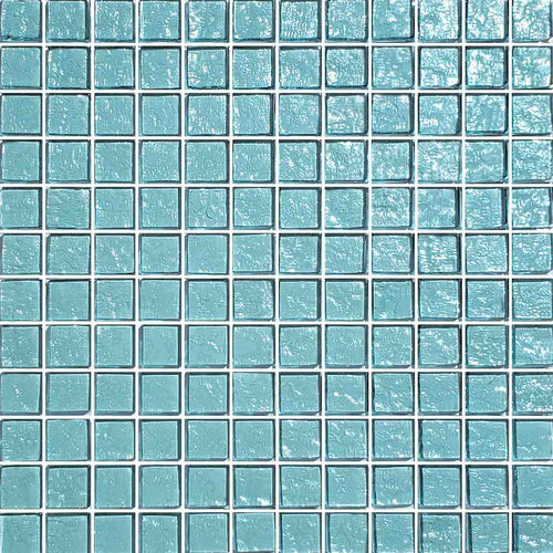 Iridescent Clear Glass Pool Tile Aqua 1''x1''