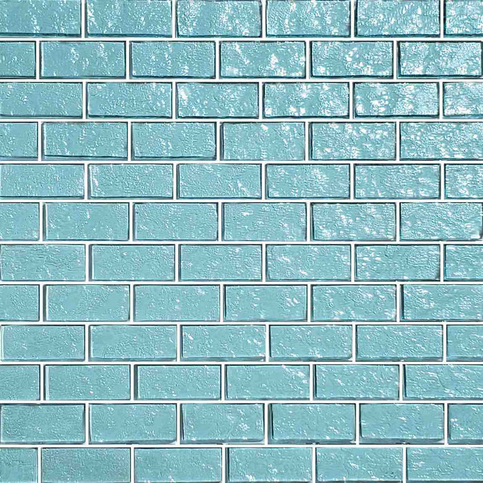 Iridescent Clear Glass Pool Tile Aqua 1x2