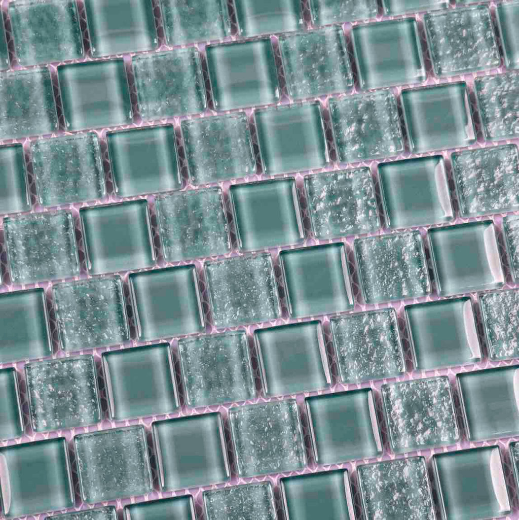 Glass Mosaic Tile Staggered Aqua 1x1 for Pools and Spas