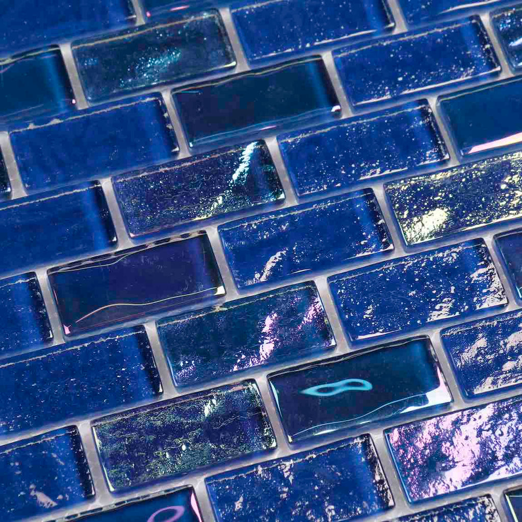 Glass Tile Iridescent Sky Dark Blue 1x2 for Pools and Spas