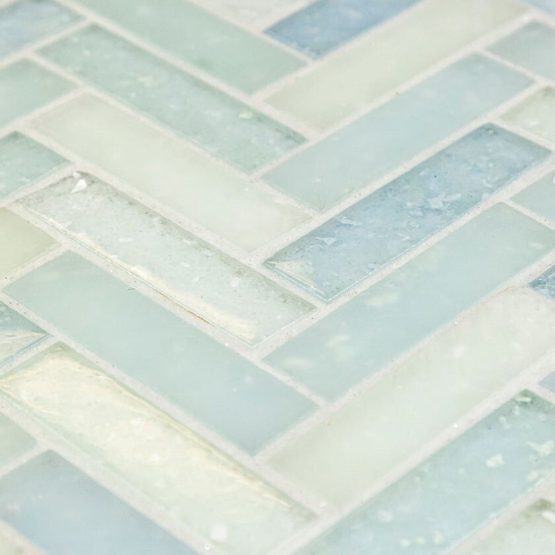Fluid Herringbone Glass Tile C Blend | Mineral Tiles