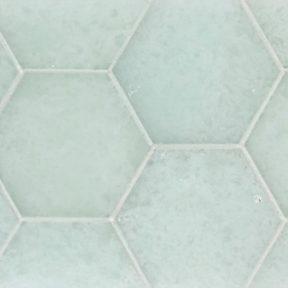 Fluid Hexagon Glass Tile Frosted Ice Large | Mineral Tiles