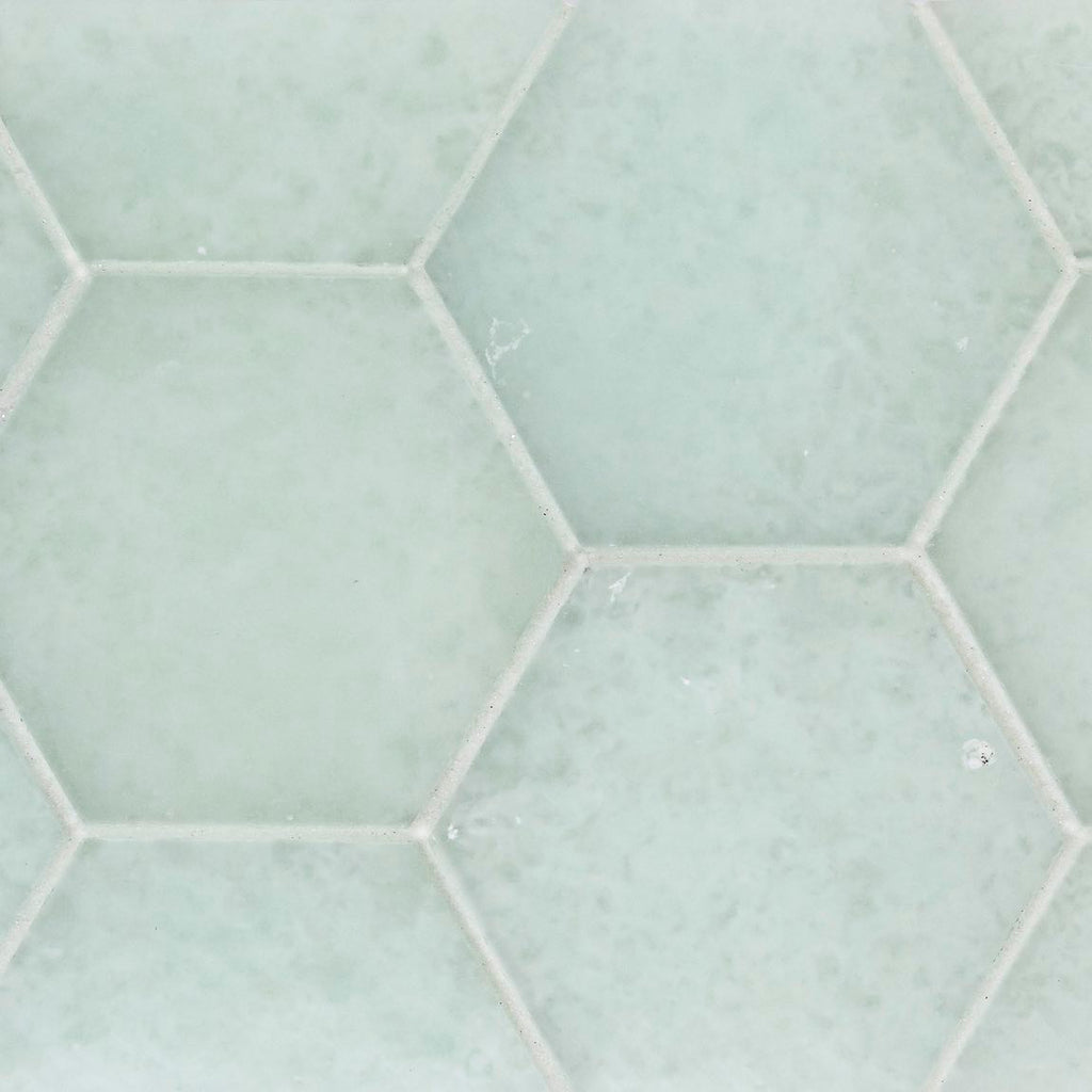 Fluid Hexagon Glass Tile Frosted Ice Large