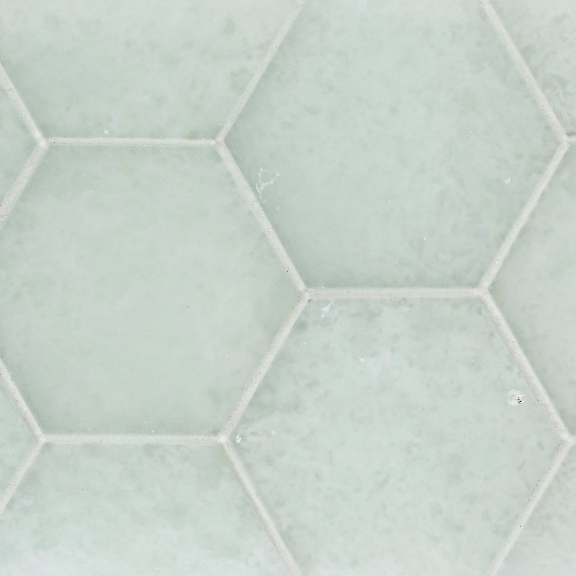 Fluid Hexagon Glass Tile Frosted Ice Large
