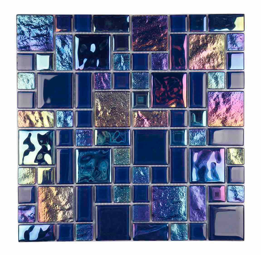 Glass Tile Iridescent Sky Dark Blue Mix for Pools and Spas