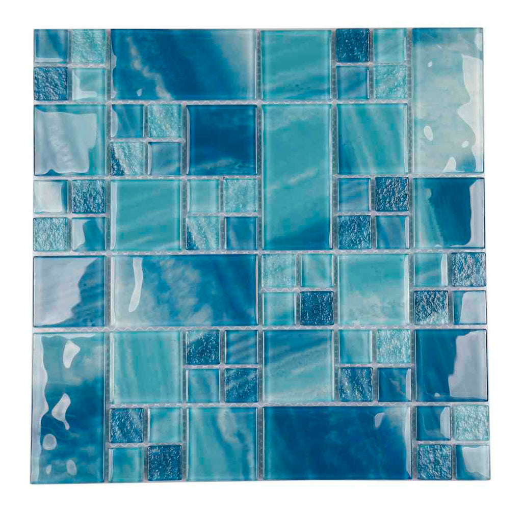 Sea Breeze Glass Tile Sky Blue Pattern for Pools, Spas, and Bath