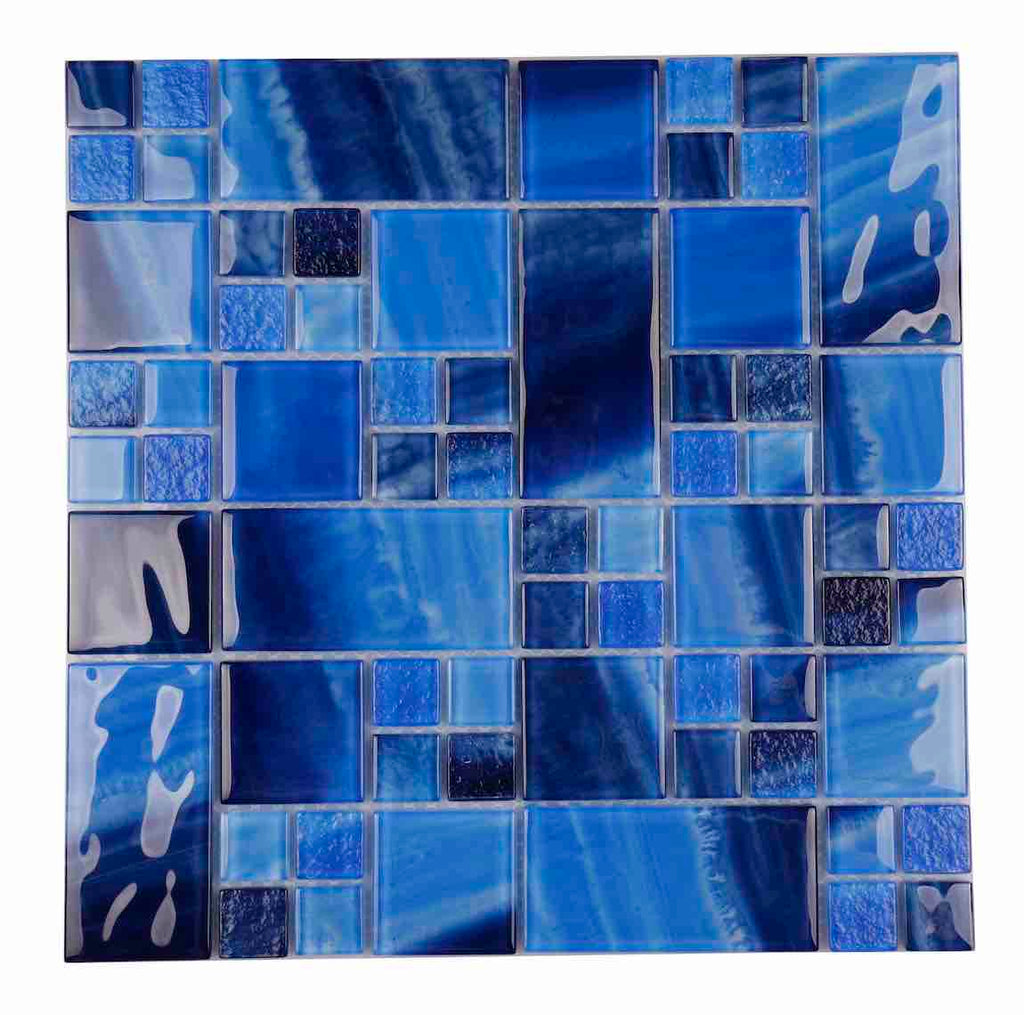 Sea Breeze Glass Tile Dark Blue Pattern for Pools, Spas, and Bath