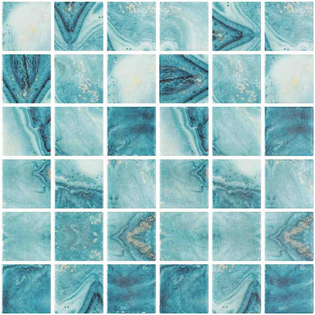 Glass Pool Mosaic Tile Aqua 2x2 | Mineral Tiles