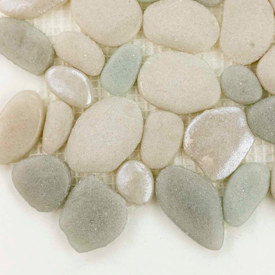 Glass Pebble Mosaic Tile Beach Shores for Pools, Spas, and Showers
