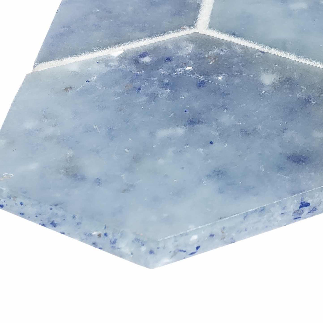Fluid Hexagon Glass Tile Frosted Blue Large | Mineral Tiles
