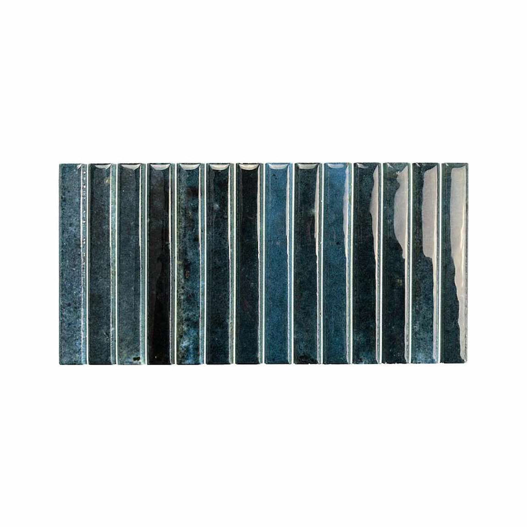 Sparkles Fluted Porcelain Tile Blue 4.5''x9''