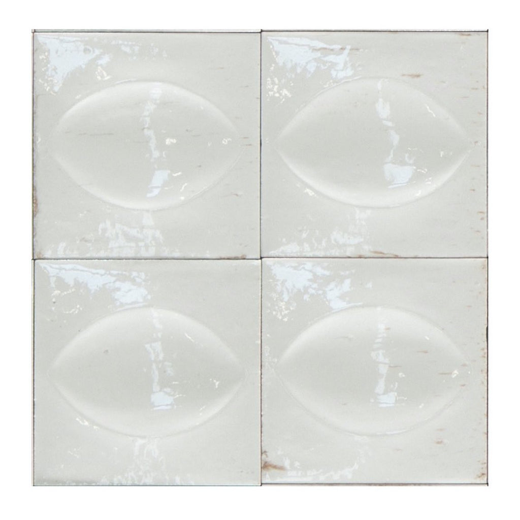 Storie Distressed Tile White 4x4 Deco Egg | Mineral Tiles
