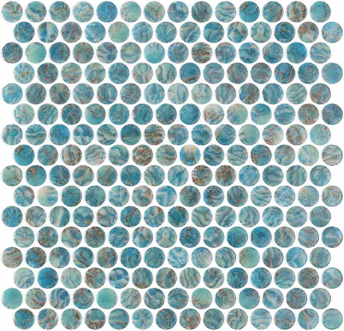Glass Pool Tile Coral Reef Green Penny for pool, spas, and bathroom