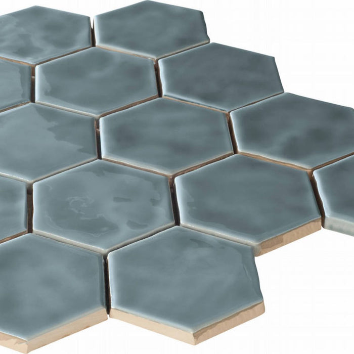 ColorClay Hexagon Handmade Tile Haze Glossy 11x13