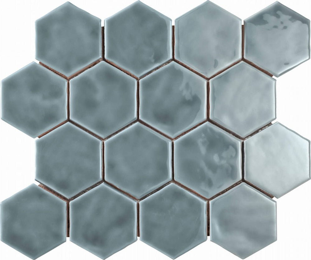 ColorClay Hexagon Handmade Tile Haze Glossy 11x13