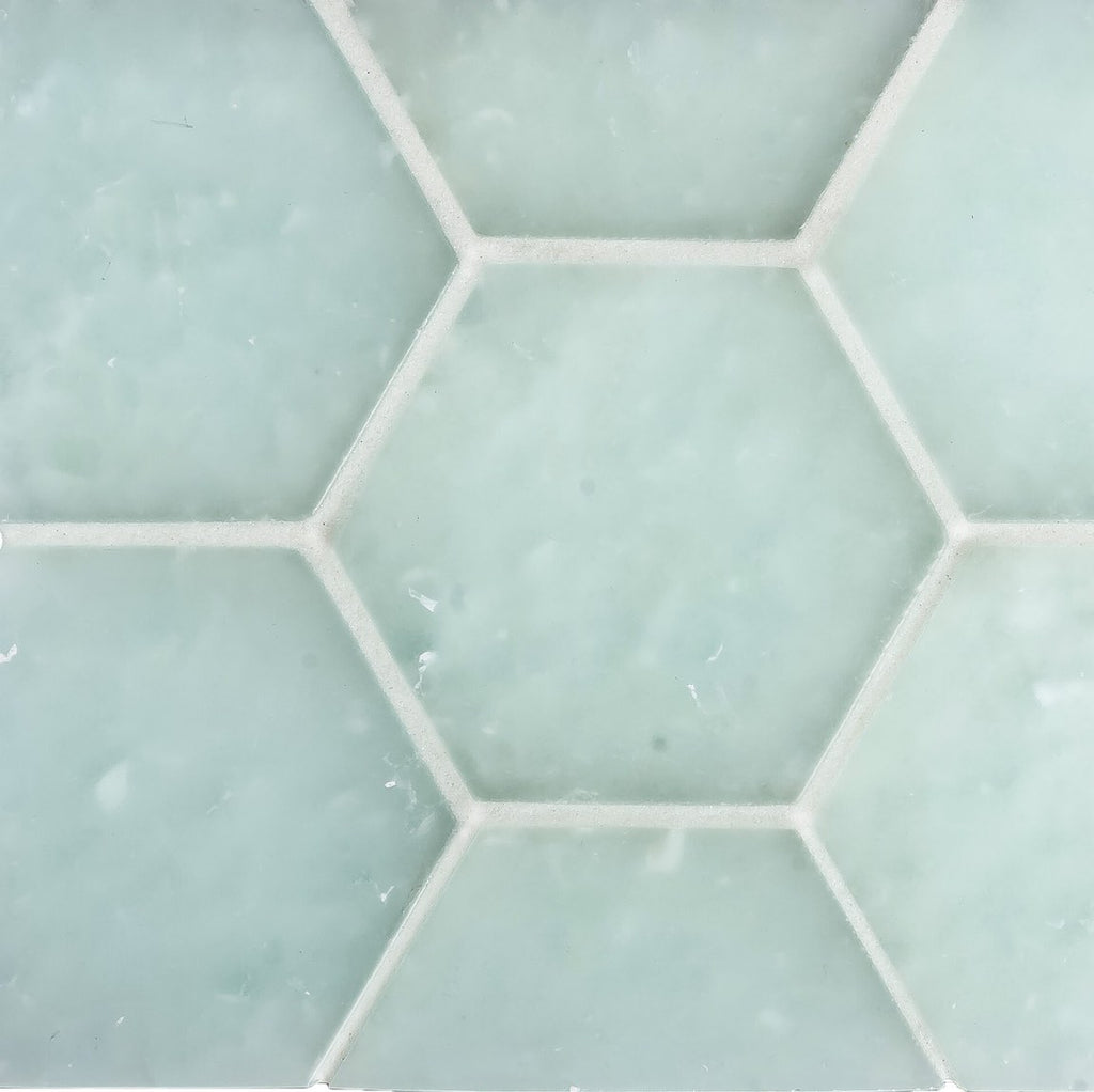 Fluid Hexagon Glass Tile Frosted Lake Large | Mineral Tiles
