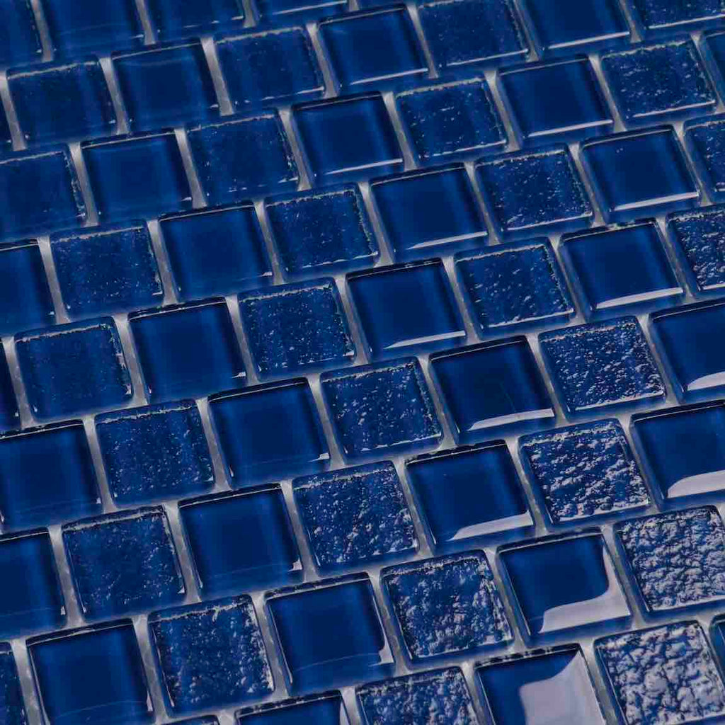 Glass Mosaic Tile Staggered Blue 1x1 for Pools and Spas