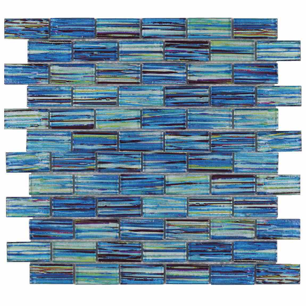 Glass Pool Mosaic Tile Waves Sea 1x2 | Mineral Tiles