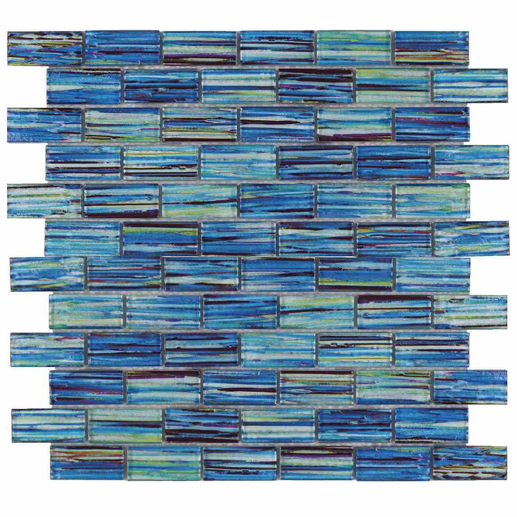 Glass Pool Mosaic Tile Waves Sea 1x2 | Mineral Tiles