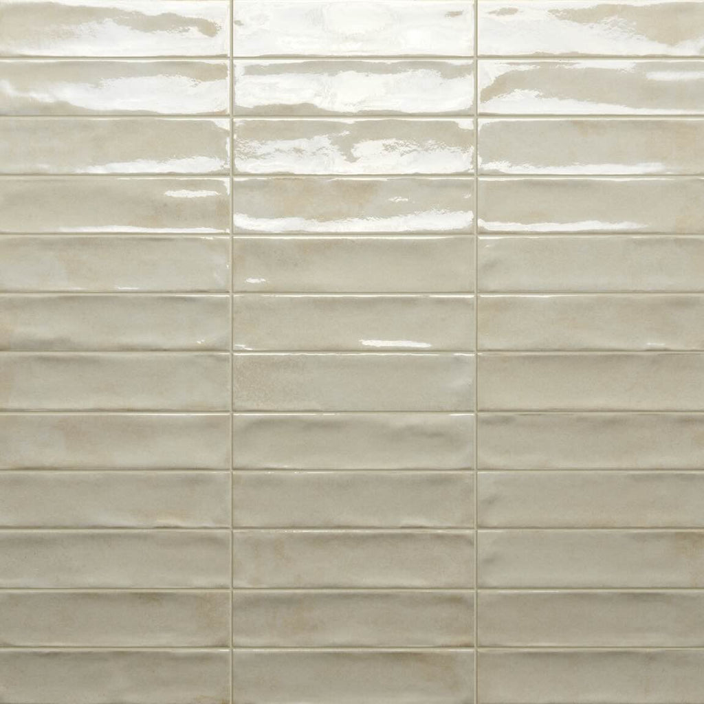 Charleston Ivory 2''x8'' Glossy Porcelain Zellige Subway Tile