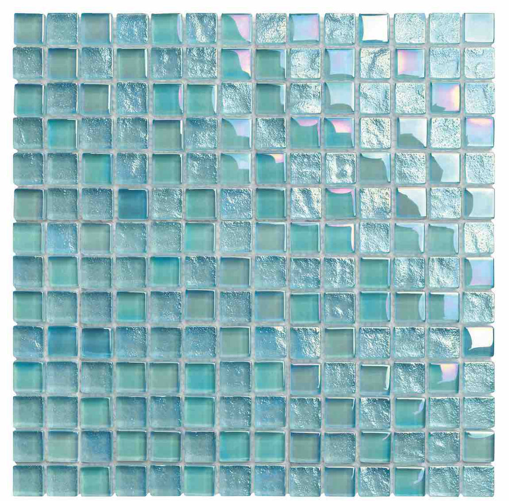 Reflections Iridescent Glass Tile Aquamarine 1x1
