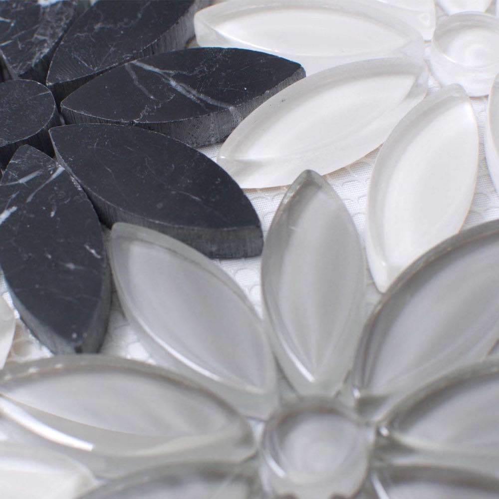 Waterjet Flower Mosaic Tile Night | Mineral Tiles