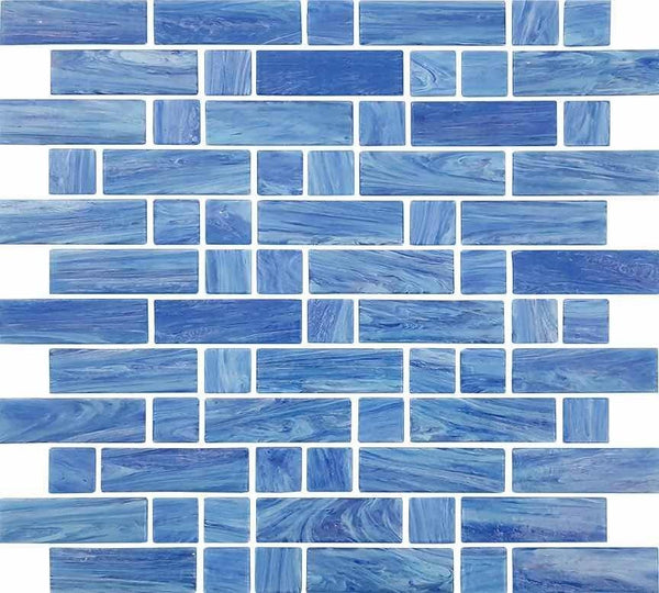 Glass Mosaic Tile Water Art Navy Blue Mix | Mineral Tiles