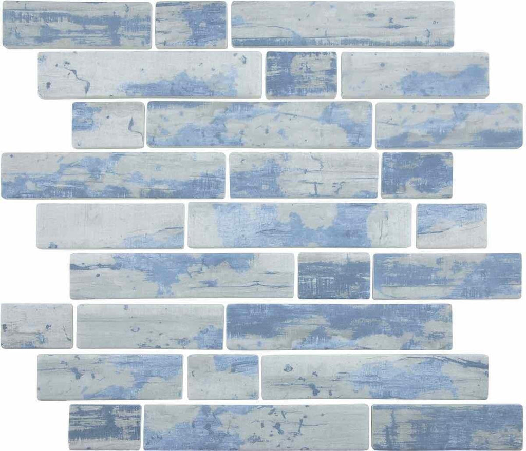 Linear Glass Mosaic Tile Wood Blue | Mineral Tiles
