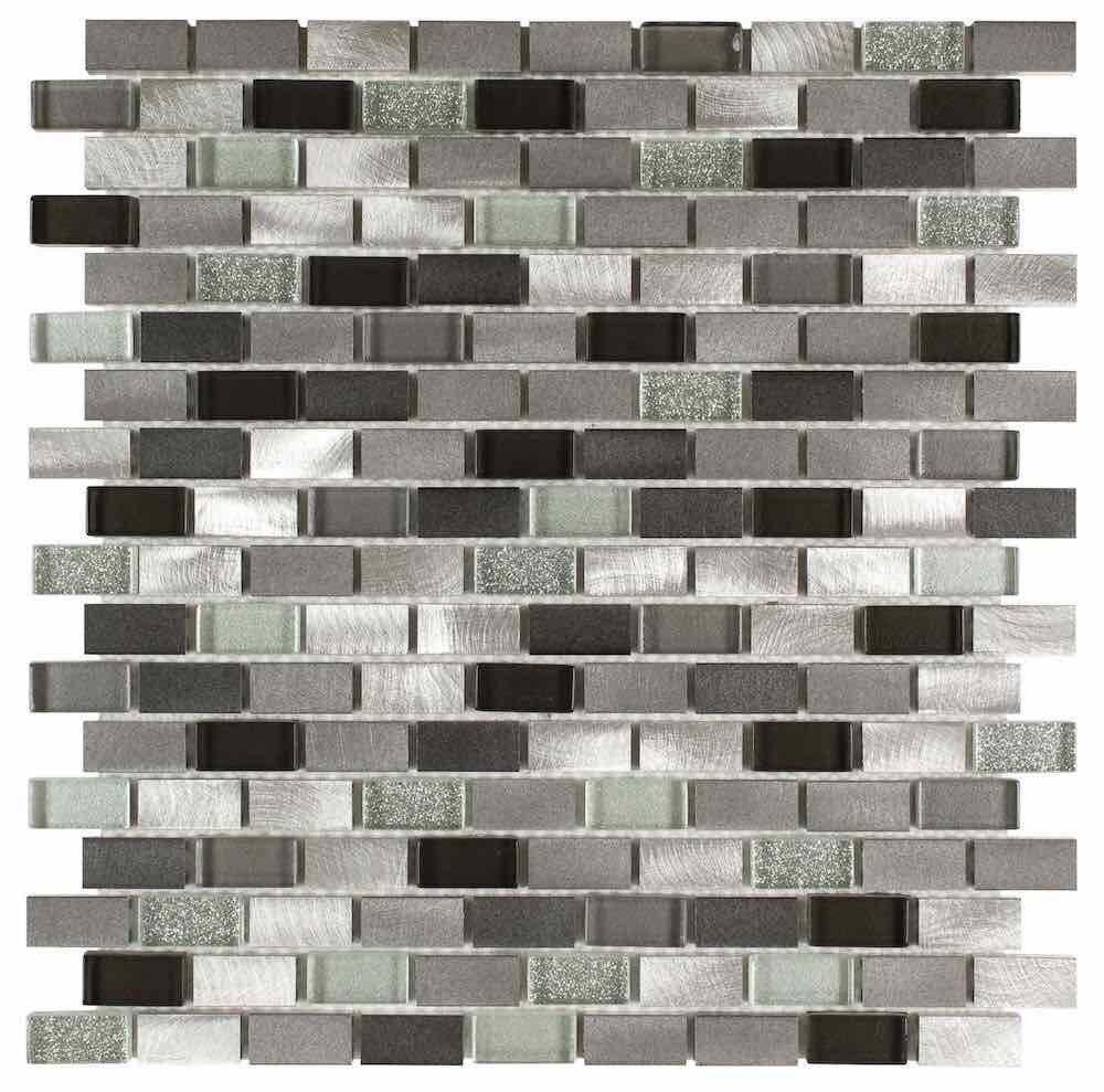Aluminum Glass Mosaic Tile Silver Mix Mini | Mineral Tiles