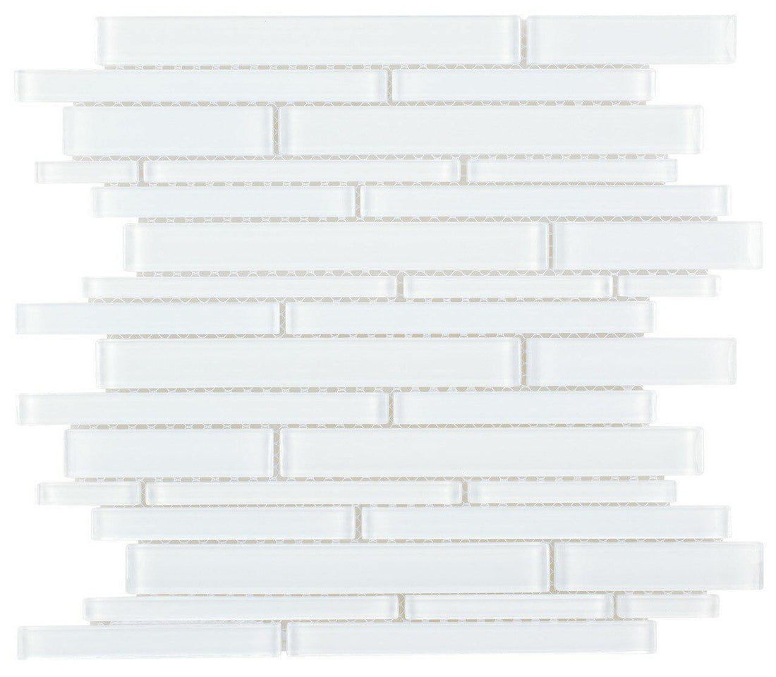 Glass Mosaic Tile Strip Extra White | Mineral Tiles