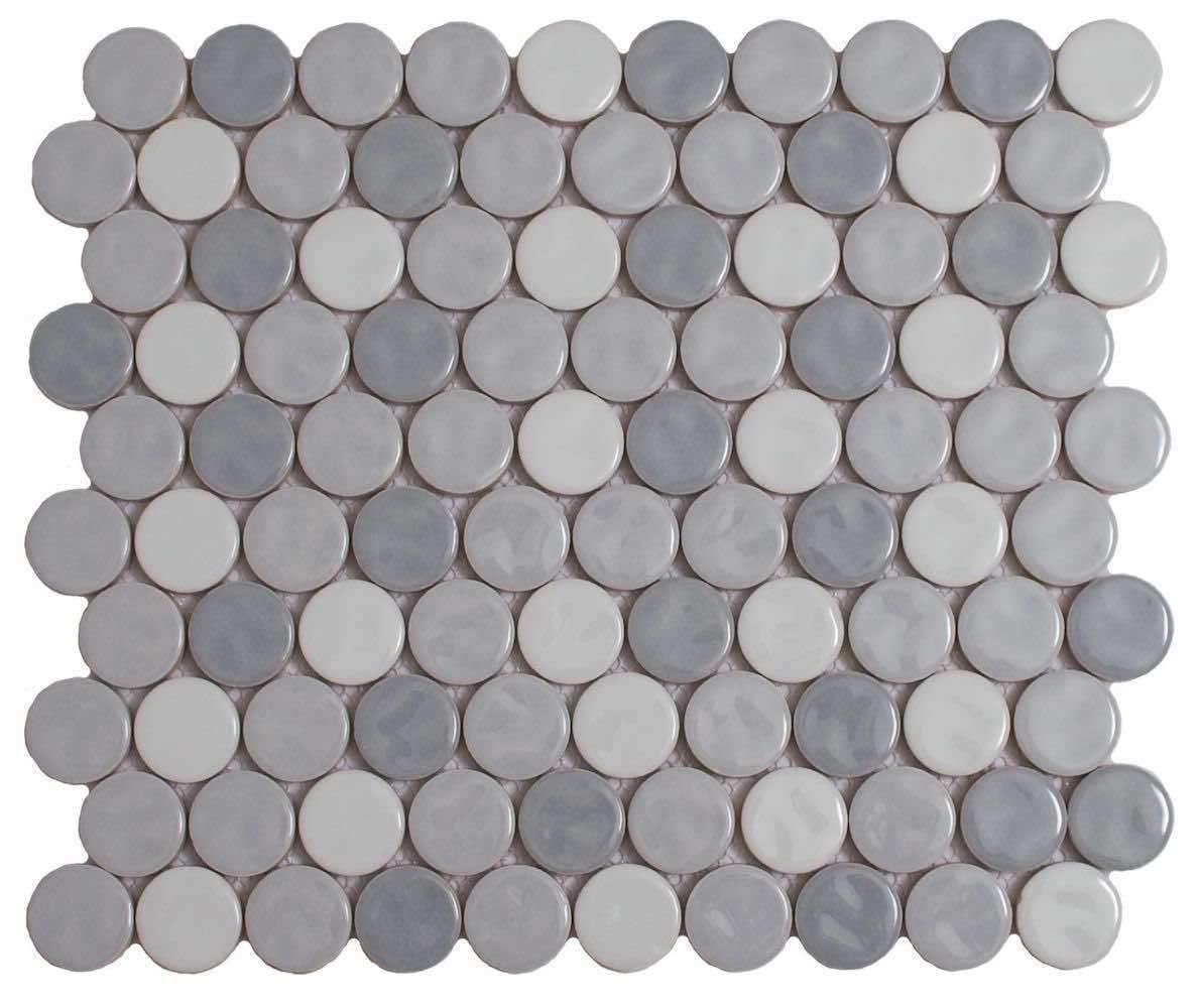 Penny Round Ceramic Mosaic Tile Gray | Mineral Tiles