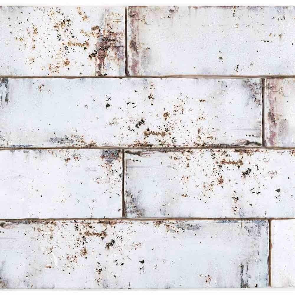 Vintage Rustic White Subway Tile 3x12 – Iron Look Finish