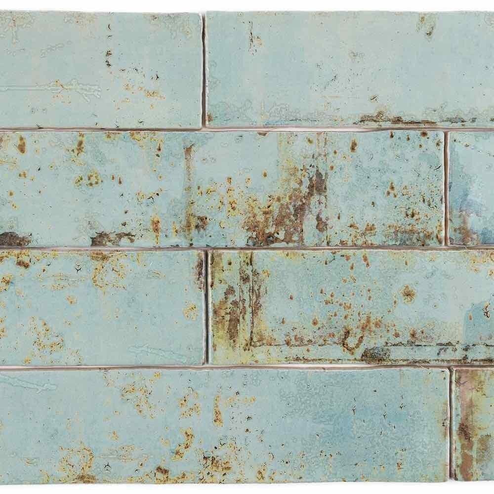 Vintage Aqua Subway Tile 3x12 | Distressed Look for Walls