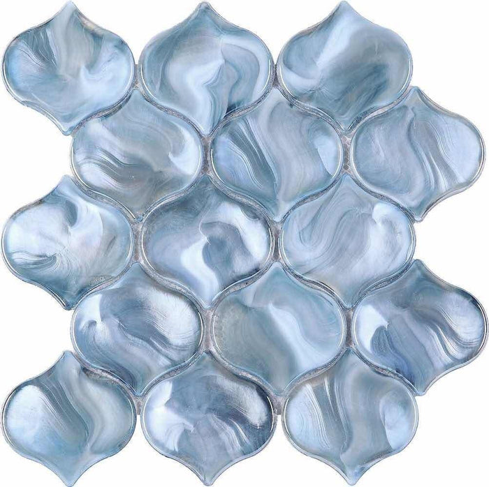 Blue Arabesque Glass Tile 12x12 | Liquified Shimmer Design
