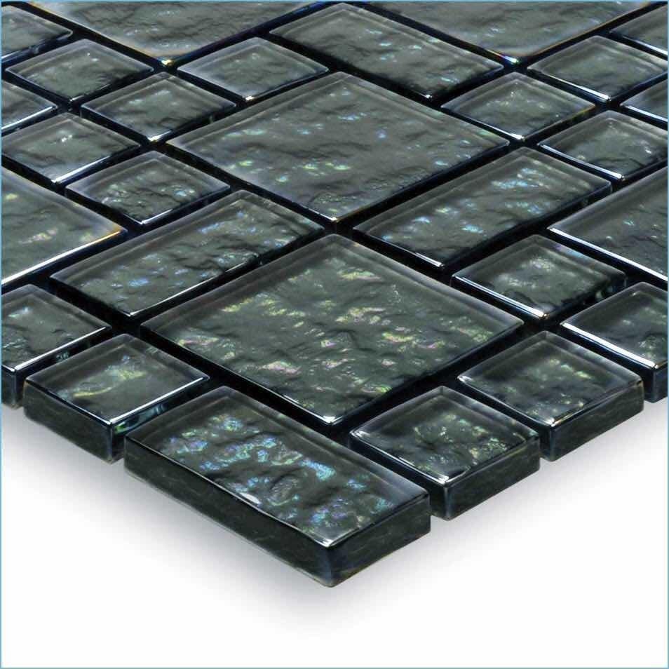 Iridescent Clear Glass Pool Tile Charcoal Mixed | Mineral Tiles