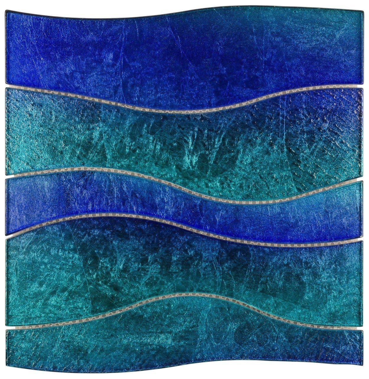 Glass Tile Wave Sparkling Blue Water | Mineral Tiles