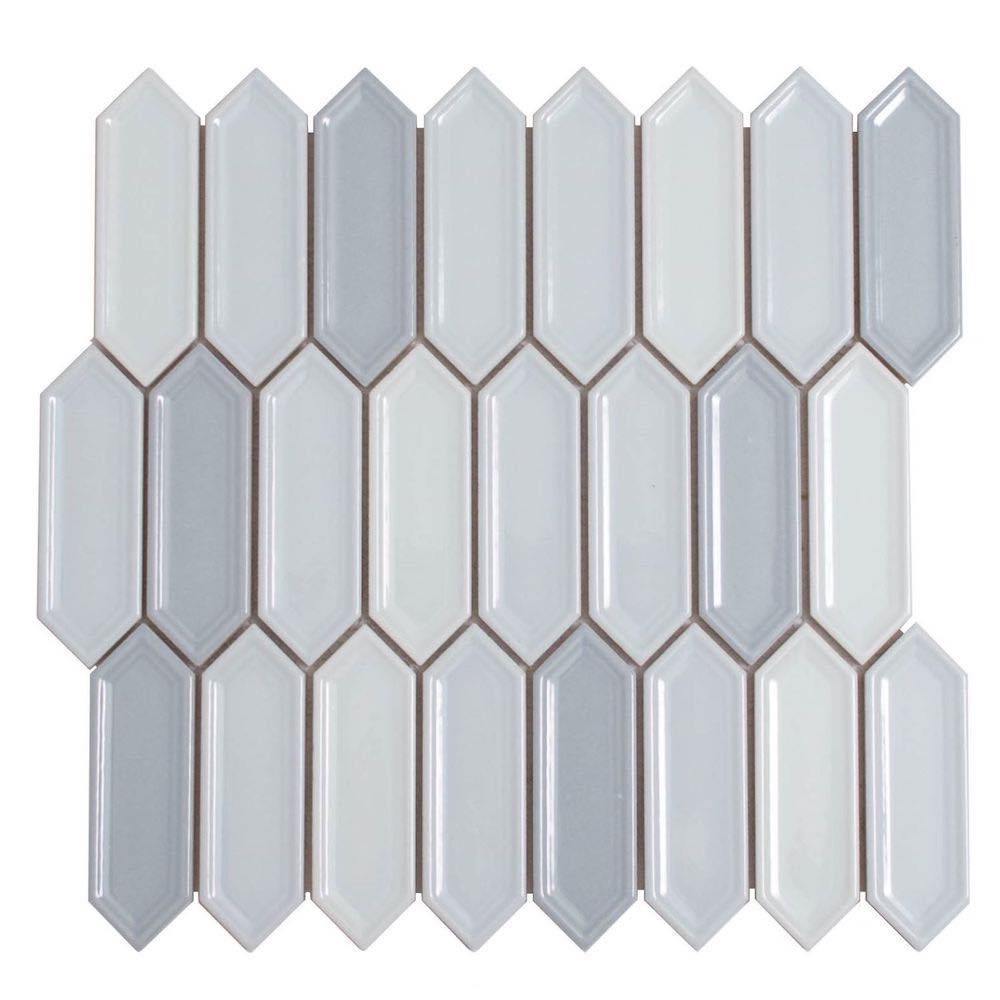 Picket Ceramic Mosaic Wall Tile Mist | Mineral Tiles