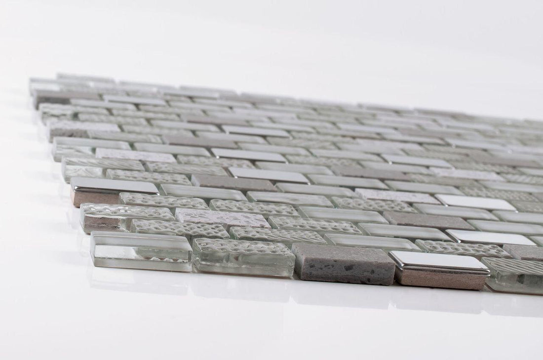 Mini Brick Glass Stainless Steel Tile Cement | Mineral Tiles