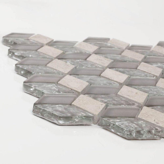 Glass Stone Mosaic Tile Rhombus Tan | Mineral Tiles