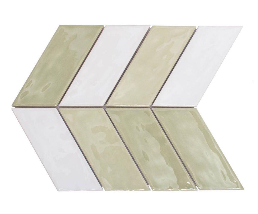 Chevron Ceramic Mosaic Wall Tile Greenware | Mineral Tiles