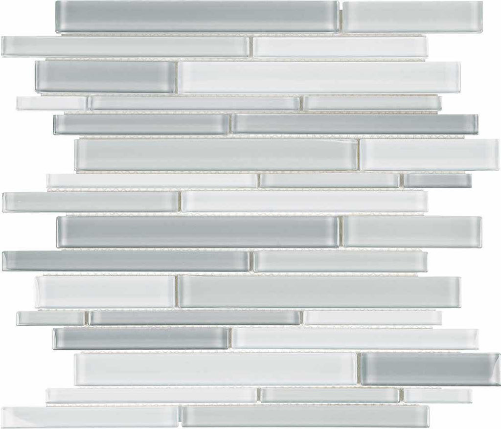 Glass Mosaic Tile Strip Multi Grey | Mineral Tiles