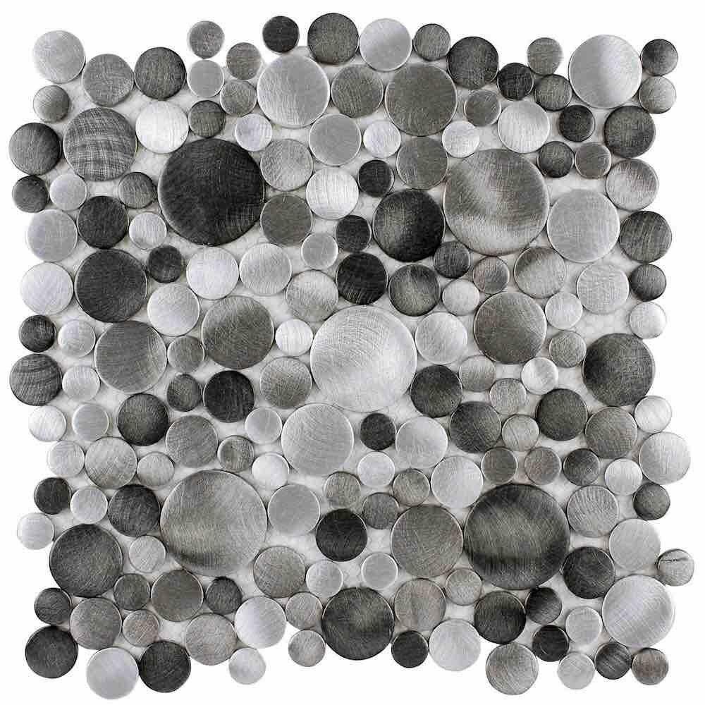 Brushed Spheres Aluminum Mosaic Tile | Mineral Tiles