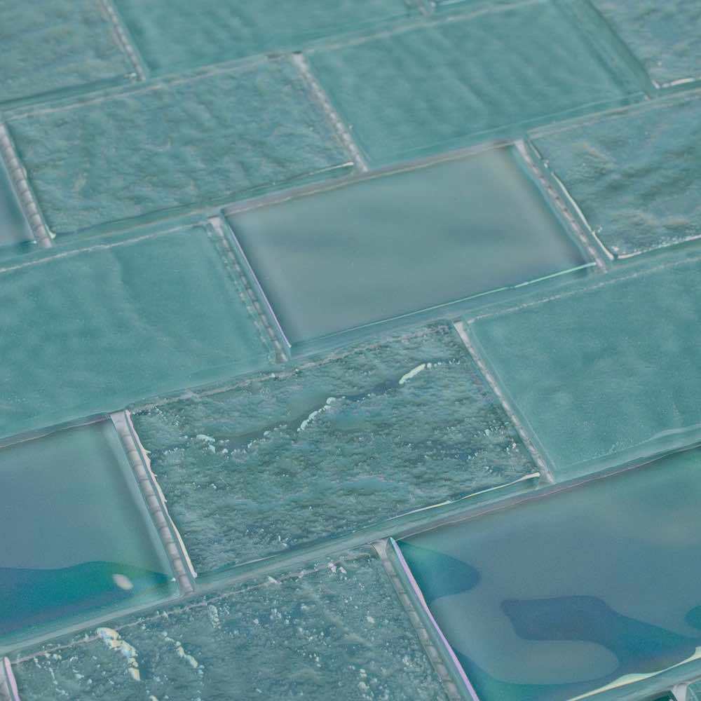 Iridescent Glass Tile Summer Sea Foam 2 x 3 | Mineral Tiles