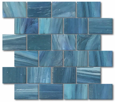 Glass Mosaic Tile Water Art Teal 2x3 | Mineral Tiles